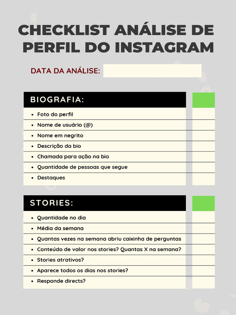 Checklist An Lise de Perfil | PDF