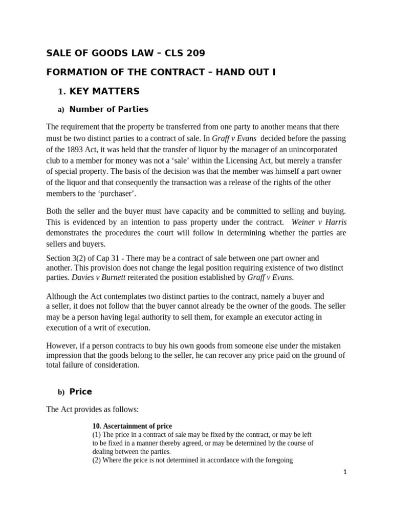 Handout 1 - Formation of The Contract of Sog | PDF | Auction | Real ...