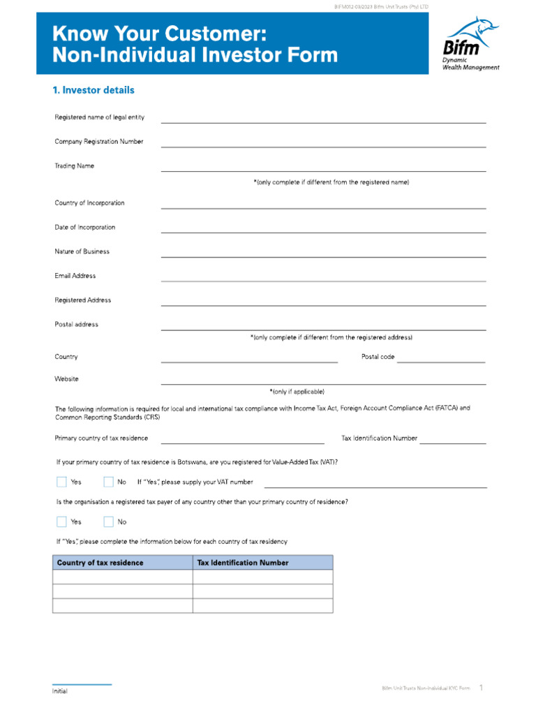 BIFM Know Your Customer Form Legal Entities | PDF