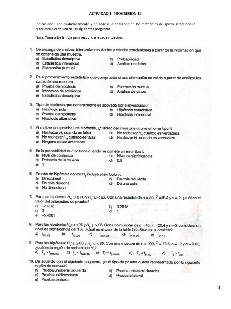 Respuestas Progresión 15 Actividad 1 | PDF