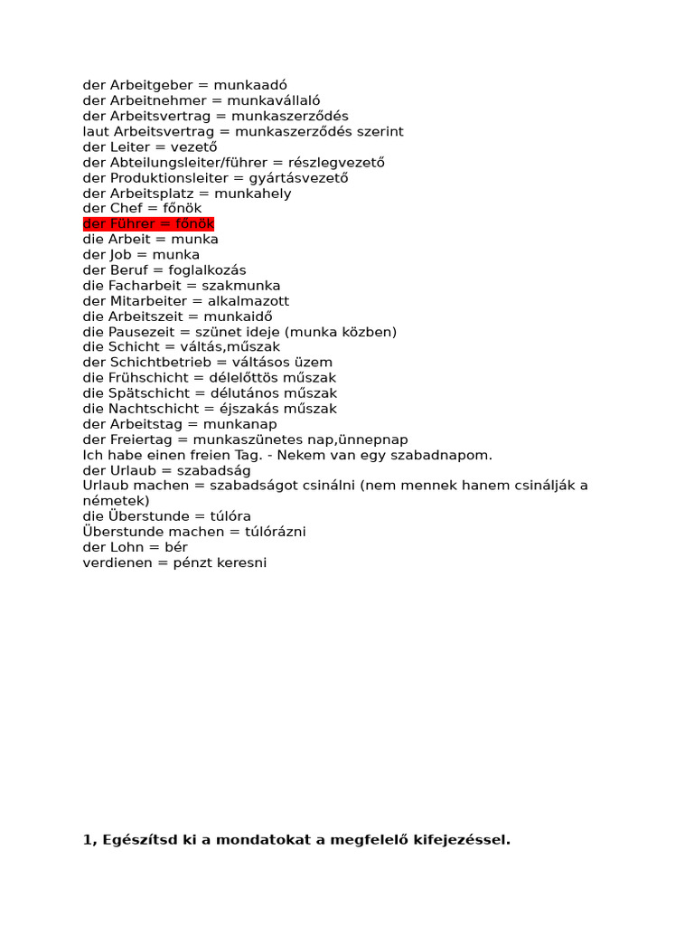 Hasznos Szavak-Munka | PDF