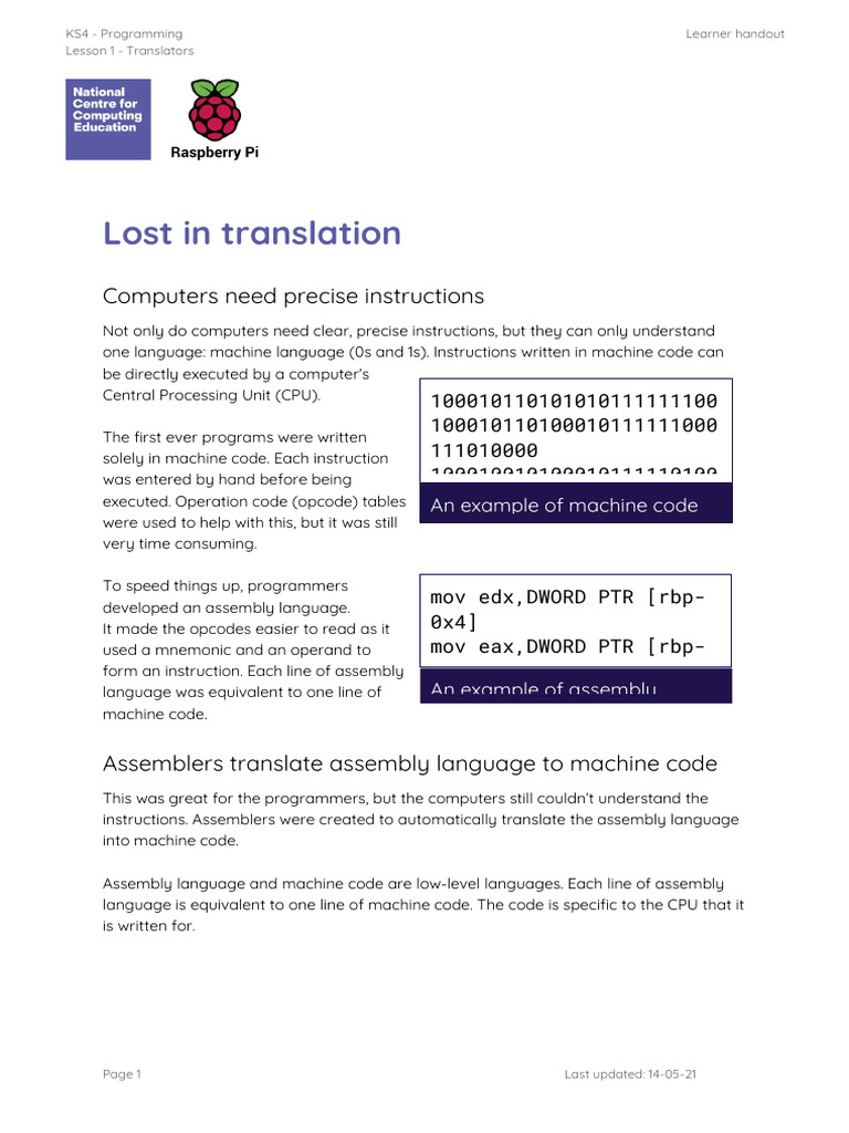 A2 Handout - Lost in Translation | PDF | Assembly Language | Computer Programming