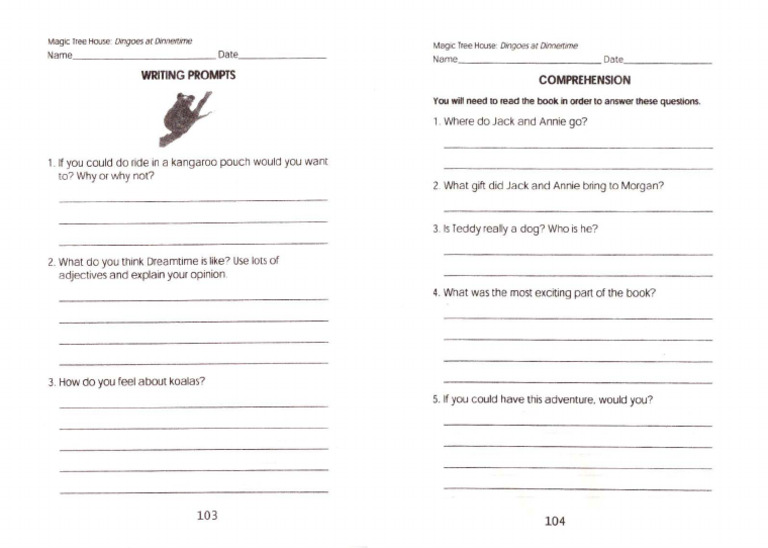 Dingoes at Dinnertime Workbook 2 | PDF