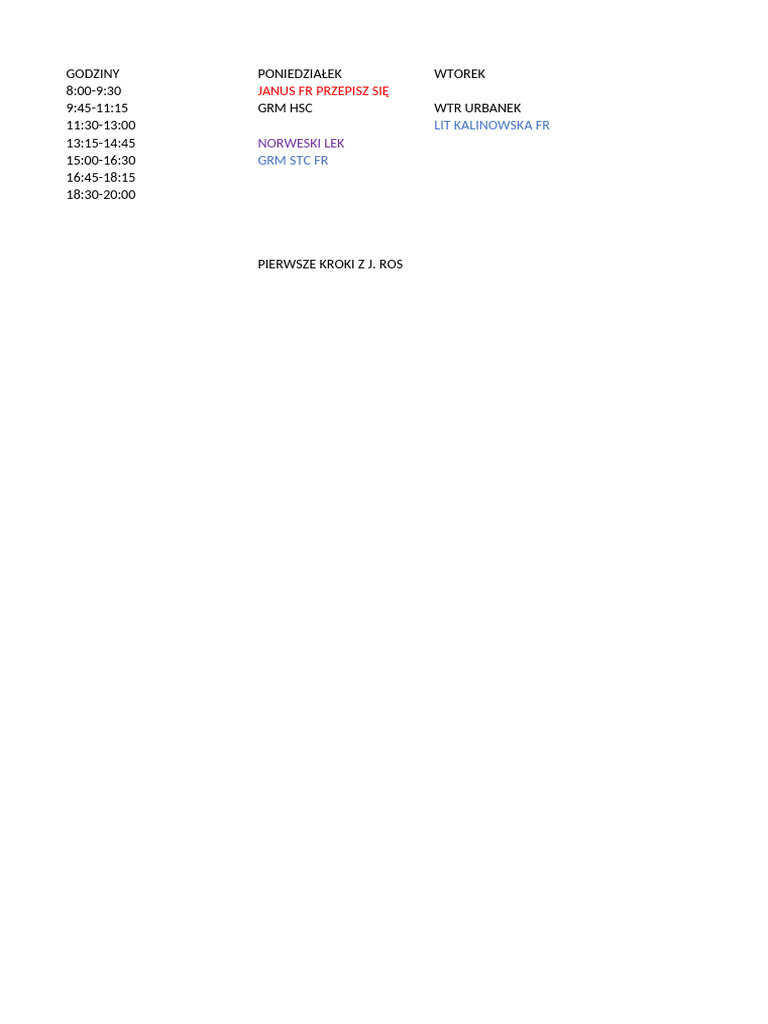 Plan Zajec 2 Rok | PDF