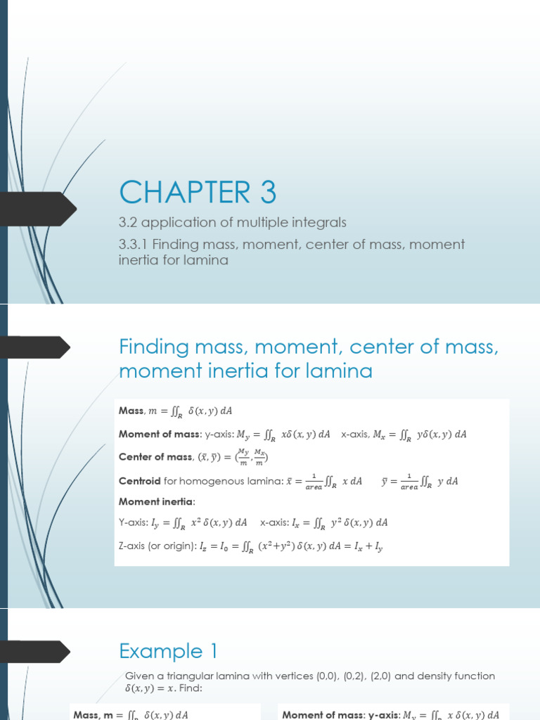 Multiple Integrals for Mass and Centroid | PDF | Center Of Mass | Geometry