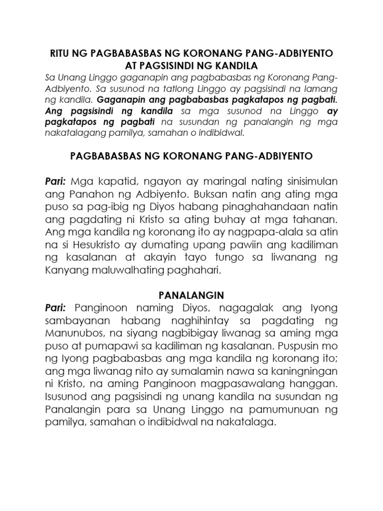 Ritu NG Pagbabasbas NG Koronang Pang | PDF