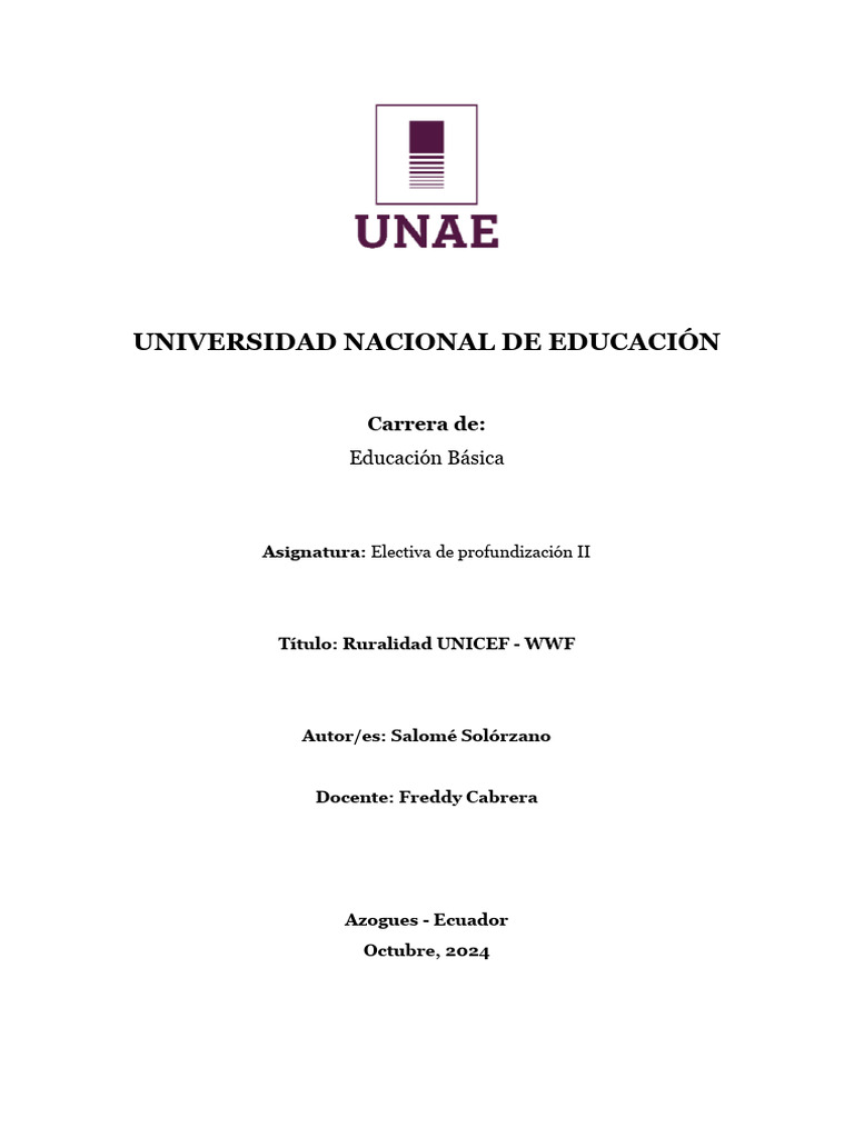 Ruralidad UNICEF - WWF | PDF | Unicef