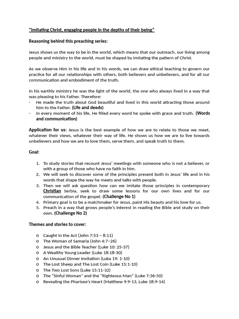 Imitating Christ Preaching Series | PDF | Jesus | God The Father