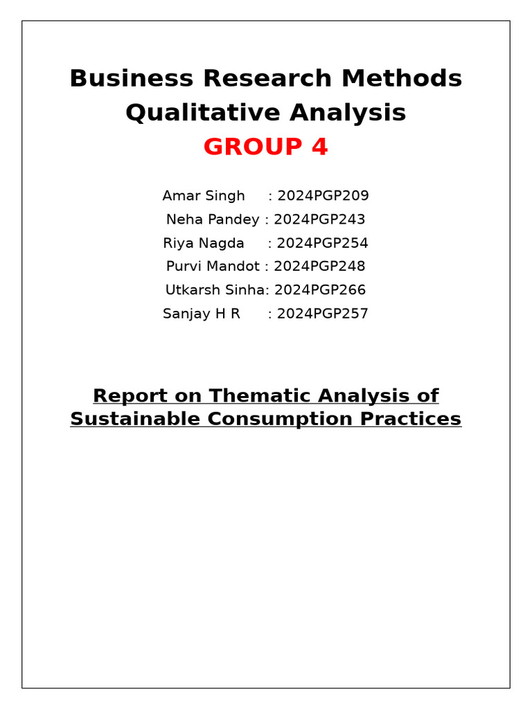 QualitativeAnalysis_Group4 | PDF | Sustainability | Behavior