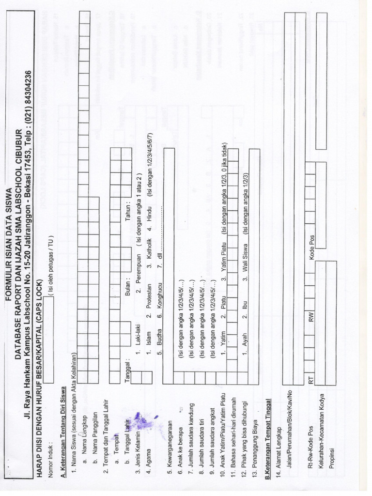 Data Isian Siswa | PDF