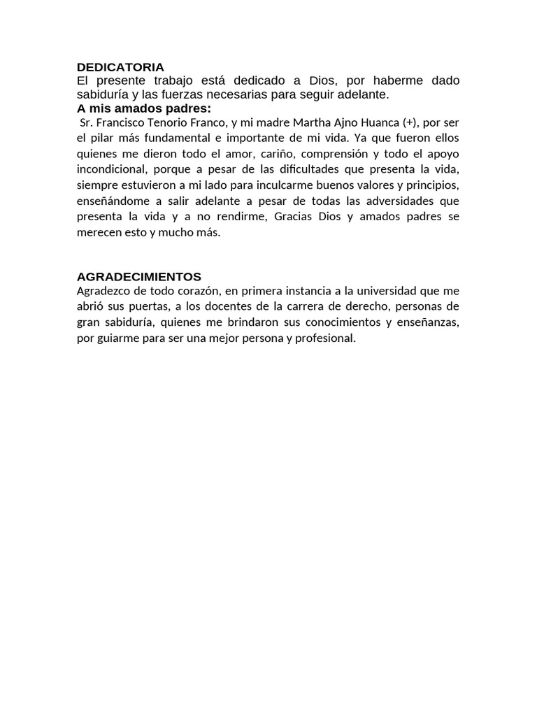 Dedicatoria y Agradecimiento | PDF