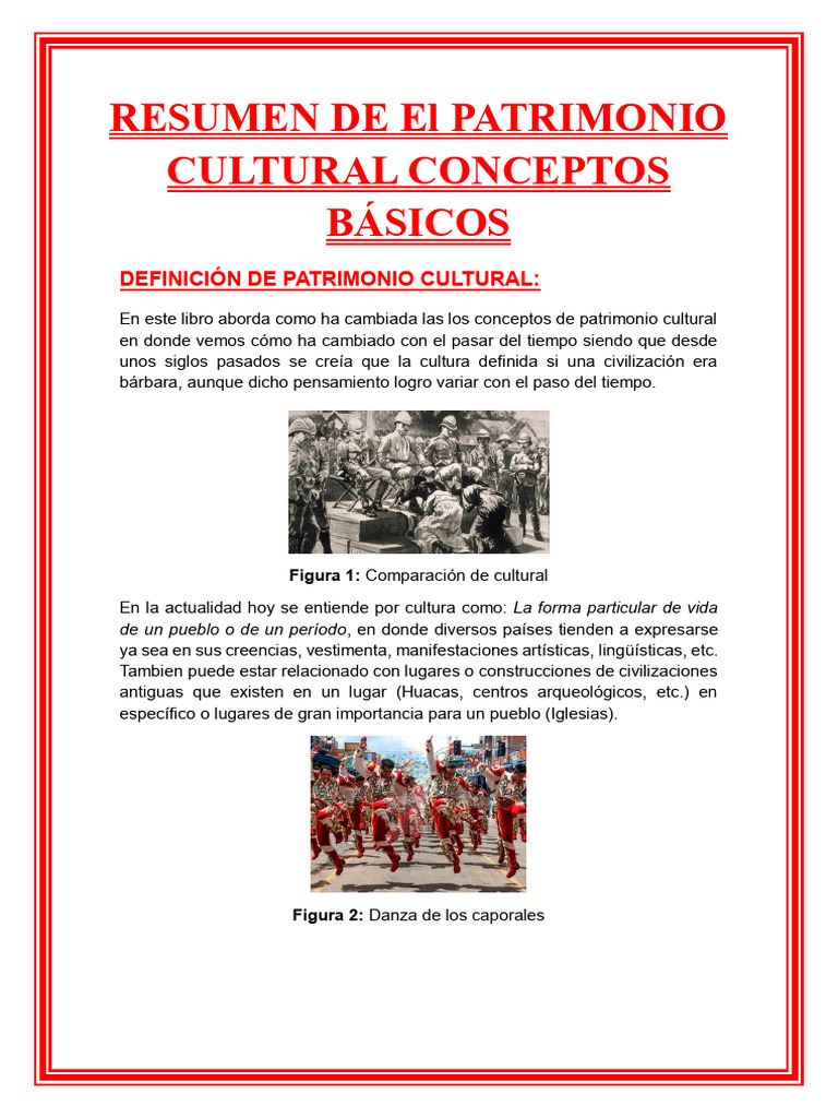 Resumen de El Patrimonio Cultural Conceptos Básicos | PDF | Patrimonio cultural | Bienes (Ley)
