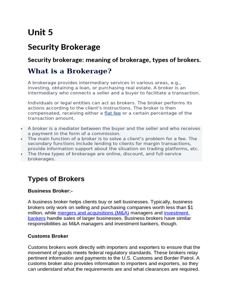 MB UNIT 5 | PDF | Stockbroker | Mortgage Broker