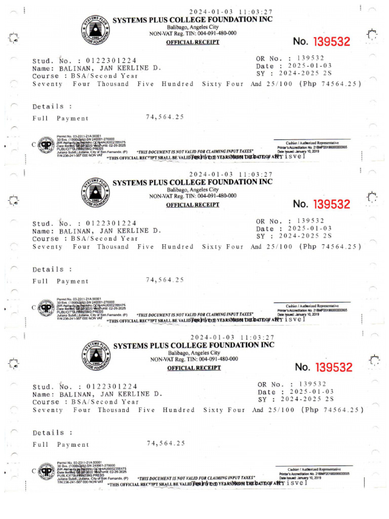 Official Reciept Sample | PDF