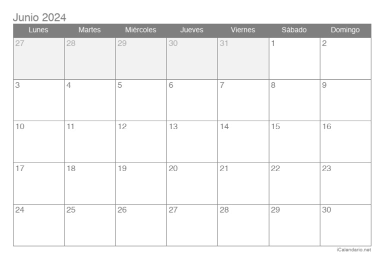 Calendario Junio 2024 2682 | PDF