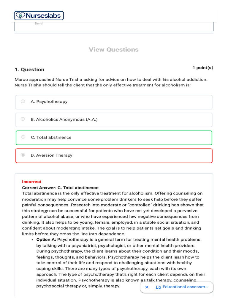 Mental Health Psychiatric Nursing Assessment and Fundamentals Challenge ...