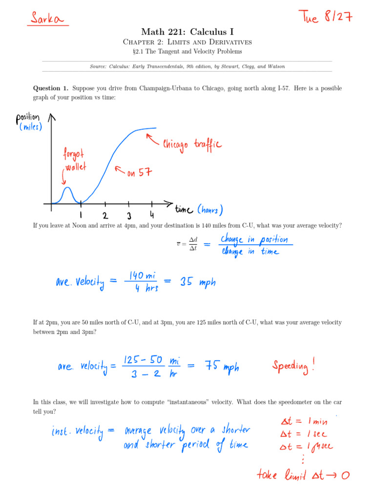 Math 221 F24 Lecture 1 Sec - 2.1 Sarka | PDF | Calculus | Mathematics