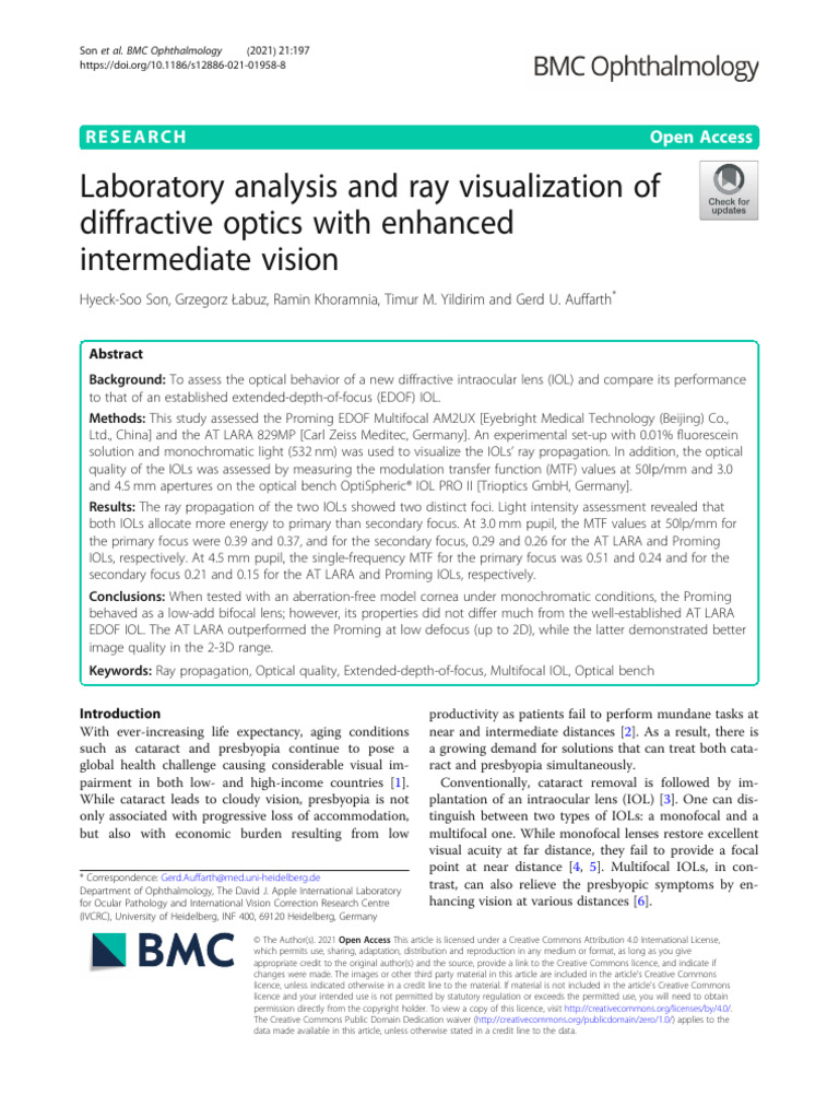 BMC Ophthalmology 2021 - at LARA | PDF | Optics | Aperture