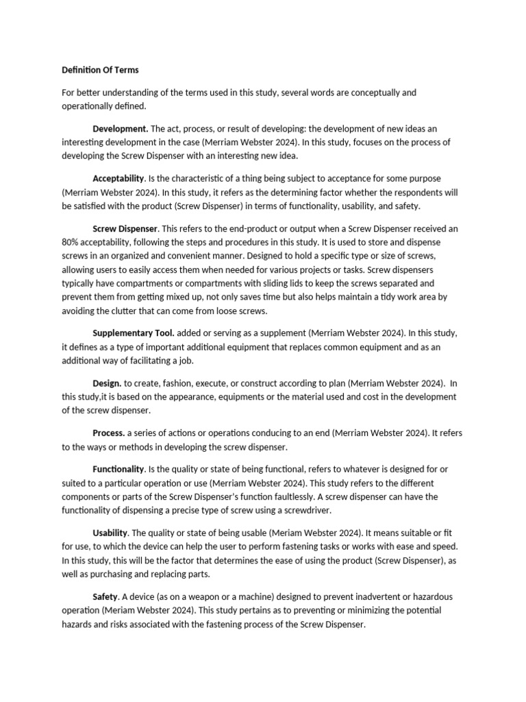 Definition-Of-the-terms | PDF | Usability | Screw