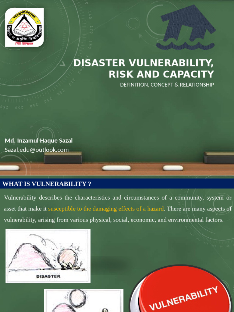 Disaster Vulnerability, Risk and Capacity | PDF | Vulnerability | Hazards