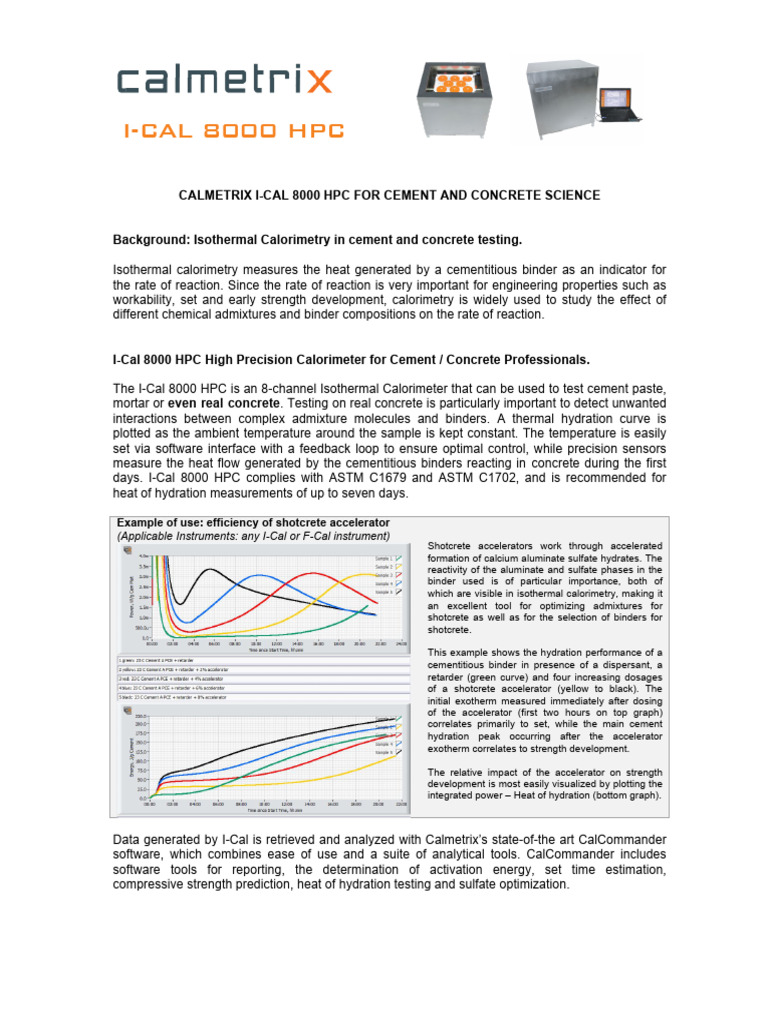 9105 Calmetrix Betonkalorimeter I Cal 8000 HPC | PDF | Concrete | Cement