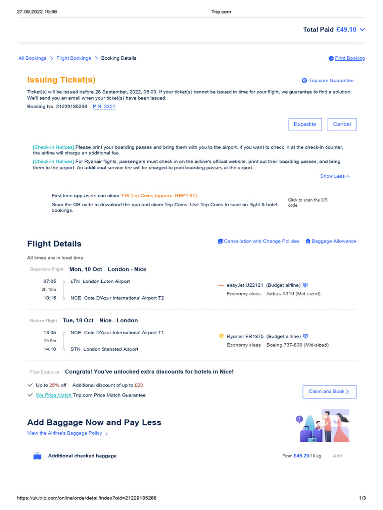 Trip.com Booking | PDF | Airlines | Aviation