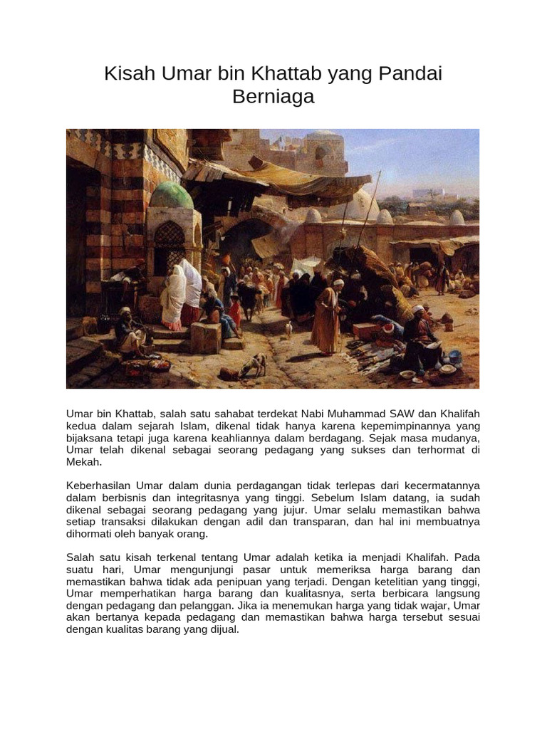 Kisah Umar Bin Khattab Yang Pandai Berniaga | PDF