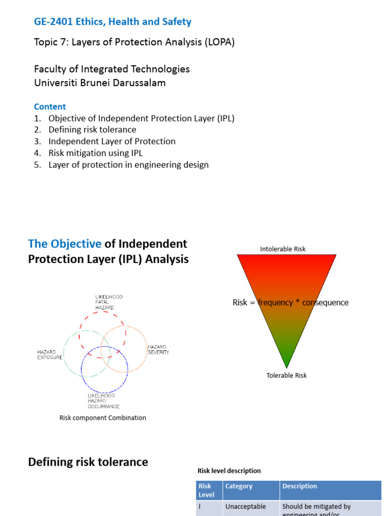 Topic 7 - Layers of Protection Analysis | PDF | Risk