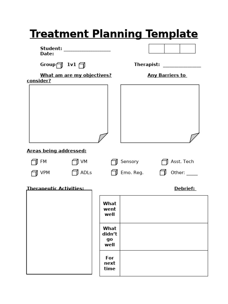 Treatment Planning Template for Therapists | PDF