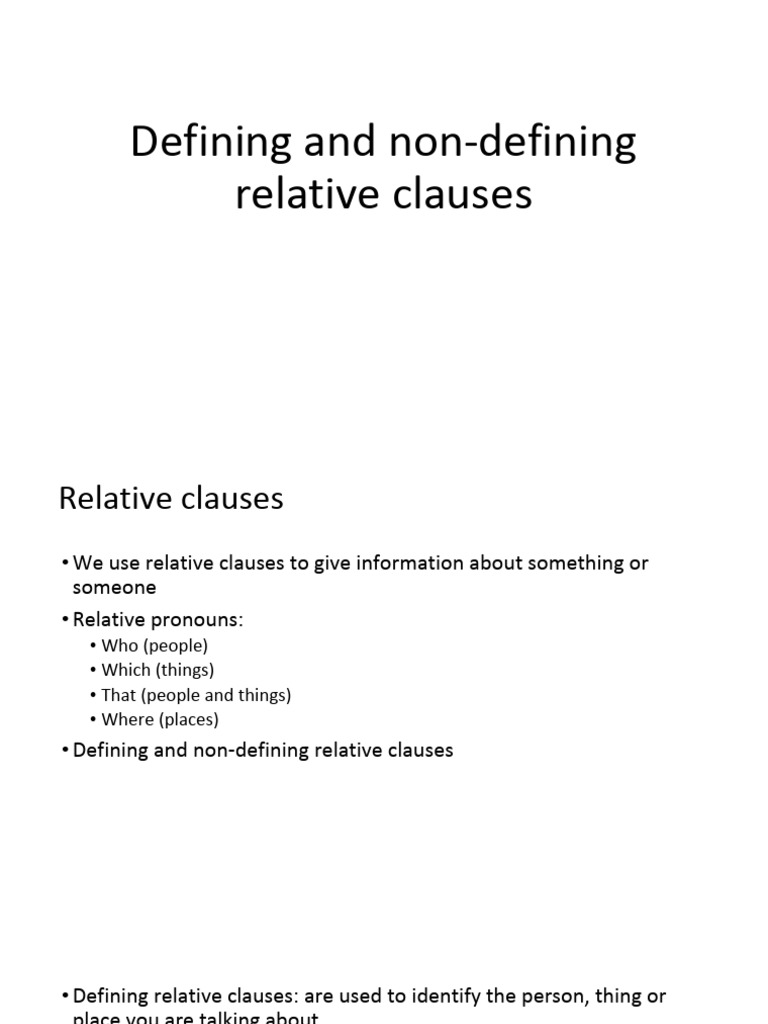 Defining vs Non-Defining Relative Clauses | PDF