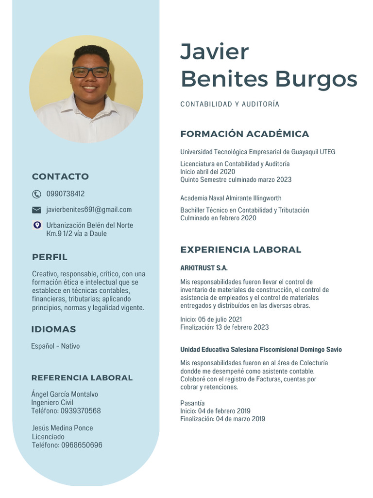 Curriculum Vitae Benites Burgos Javier Alexander 2023 | PDF | Contabilidad