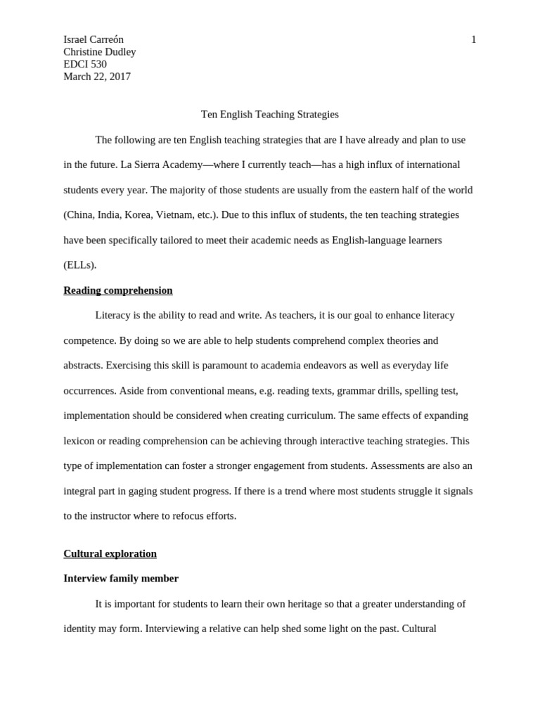 Effective Strategies for Teaching English | PDF | Reading Comprehension ...