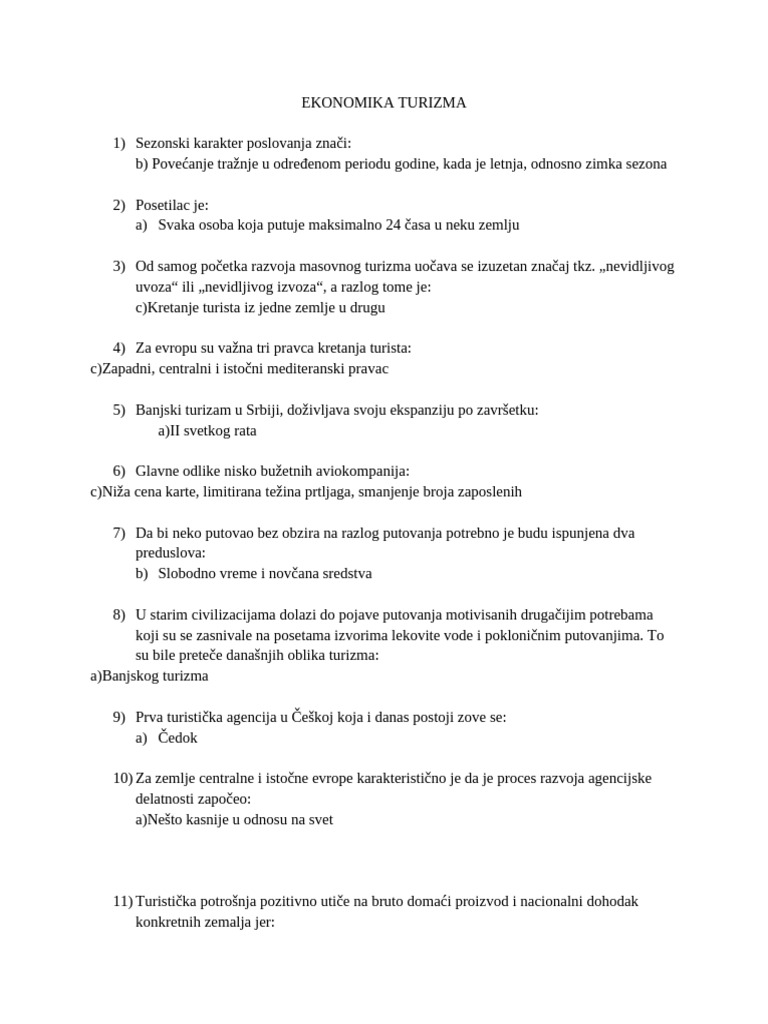Ekonomika Turizma | PDF