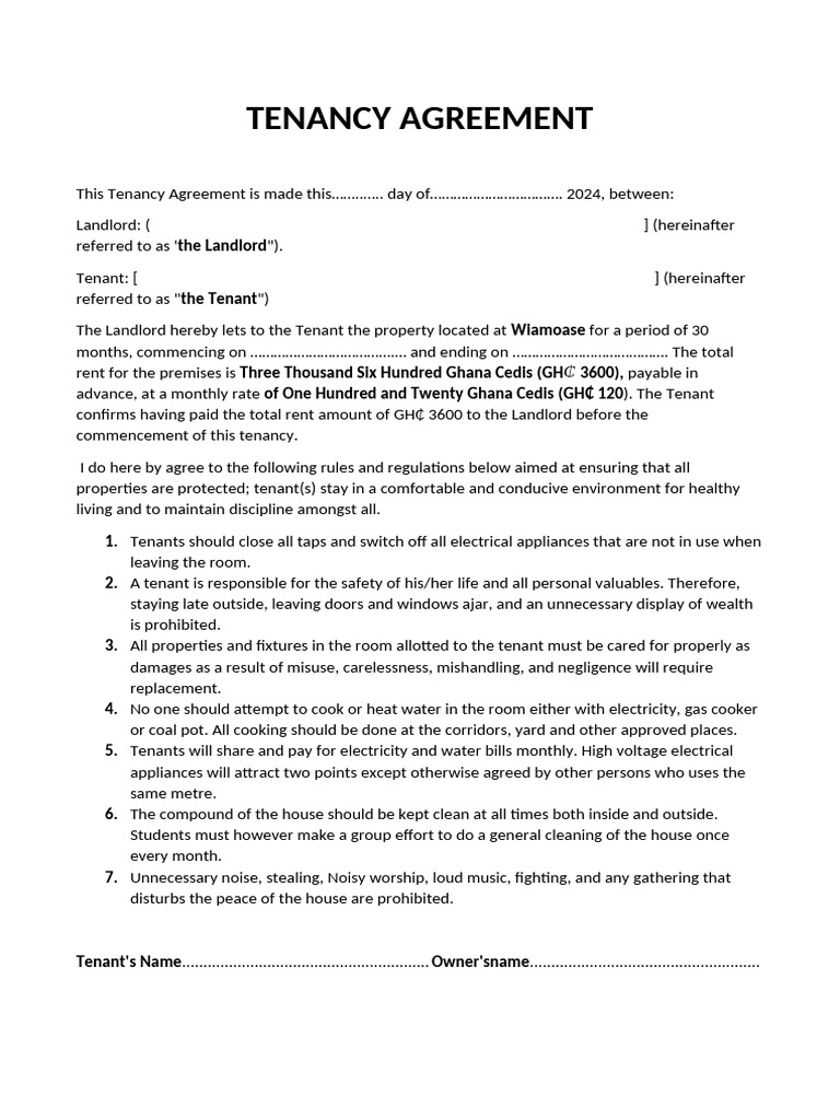 tenancy agreement | PDF | Leasehold Estate | Landlord
