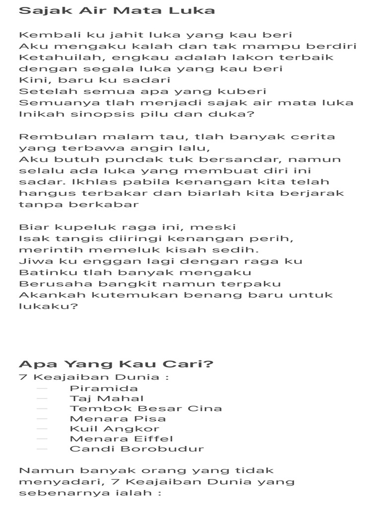 Sajak Air Mata Luka | PDF