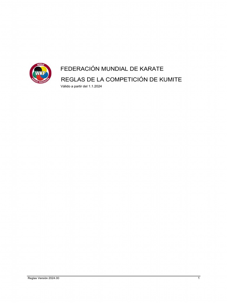 WKF Kumite Competition Rules 2024español | PDF | Competencia