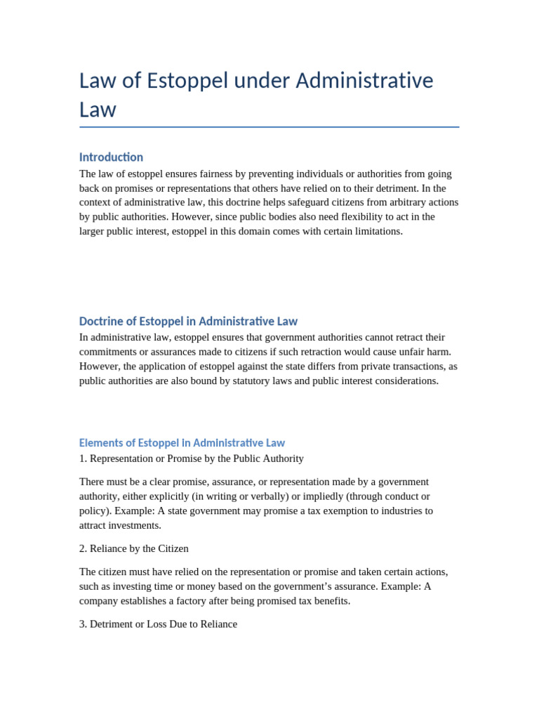 Estoppel in Administrative Law Explained | PDF | Estoppel | Civil Law ...