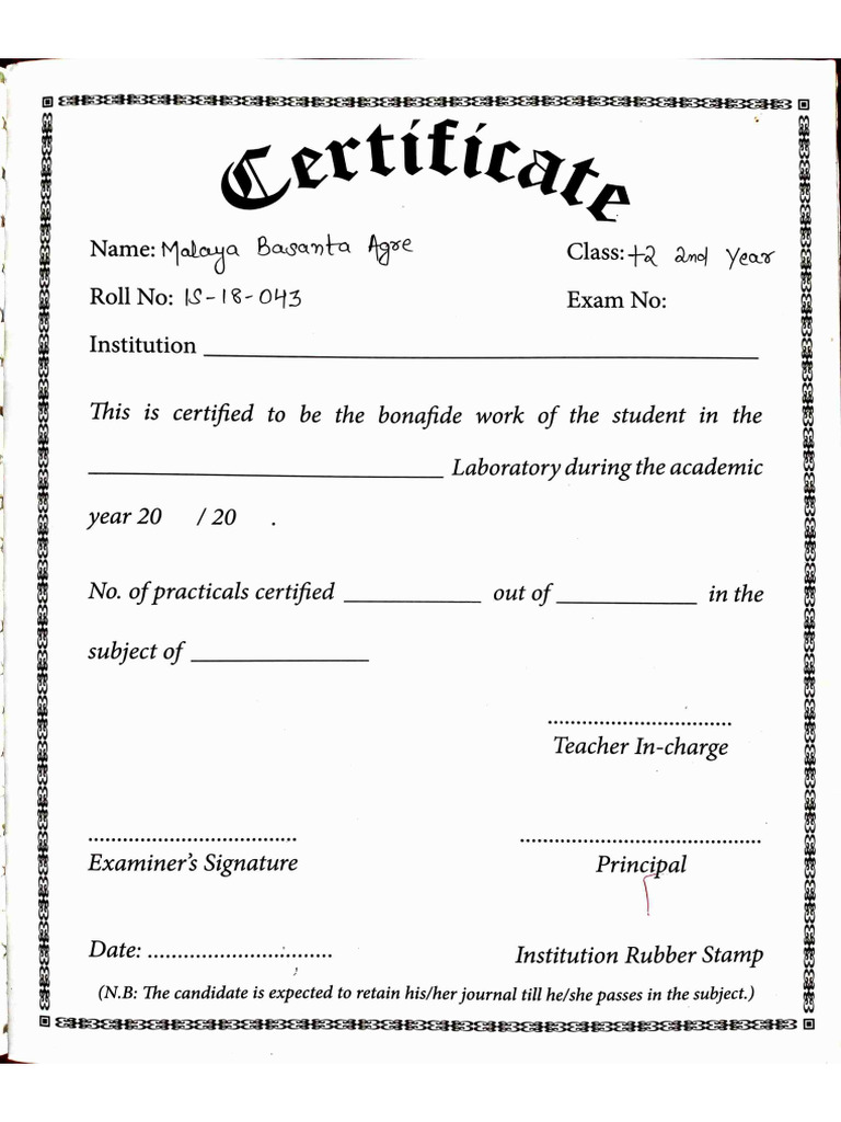 Chemistry 2nd Year Practical Record CHSE | PDF