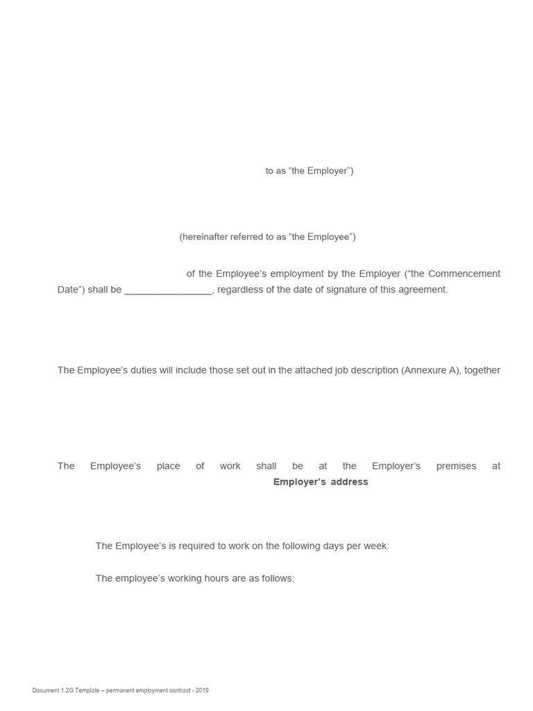 Permanent Employment Contract Template | PDF | Sick Leave | Employment