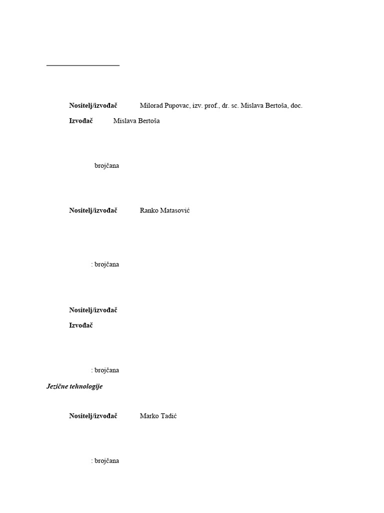 Izvedbeni Plan Diplomski | PDF