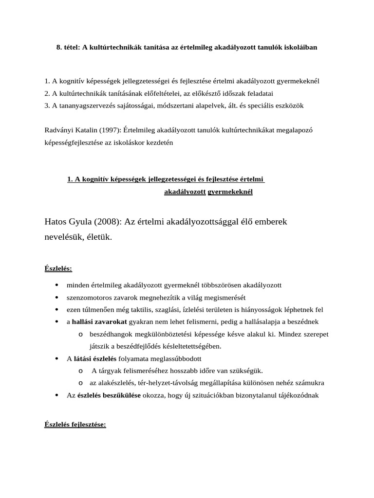 Hatos Gyula (2008) : Az Értelmi Akadályozottsággal Élő Emberek ...