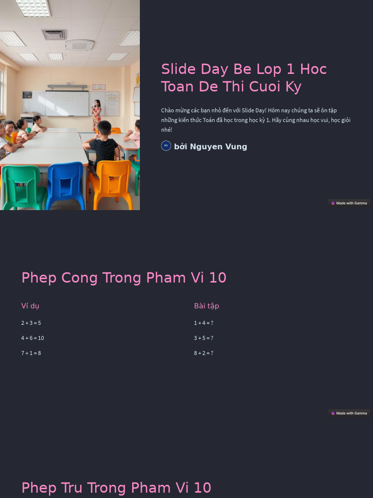 Slide Day Be Lop 1 Hoc Toan de Thi Cuoi Ky | PDF