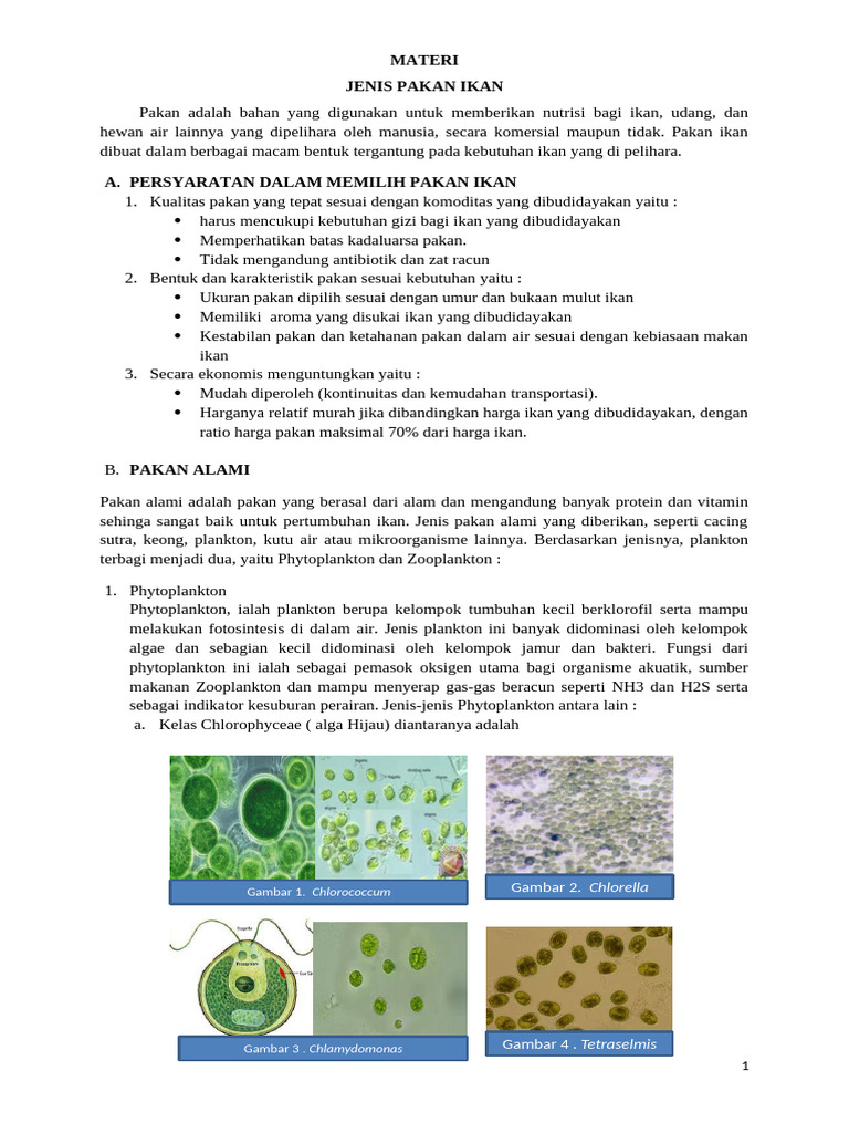 Materi Jenis Pakan Ikan | PDF