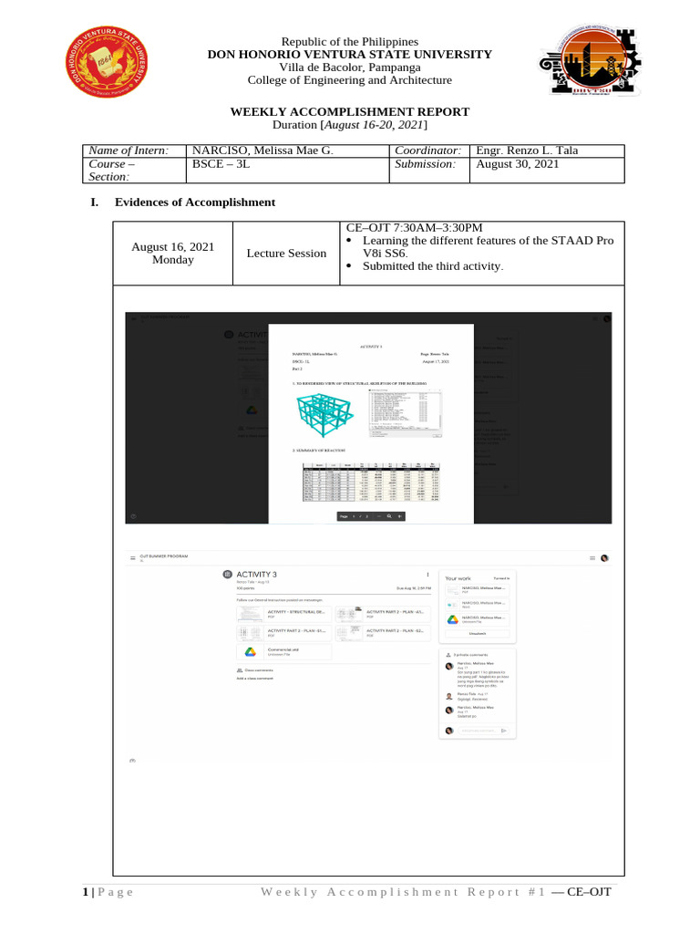 Engineering Intern Weekly Report | PDF