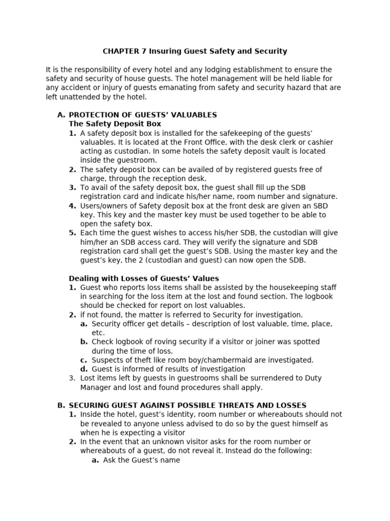 Ensuring Guest Safety and Security | PDF