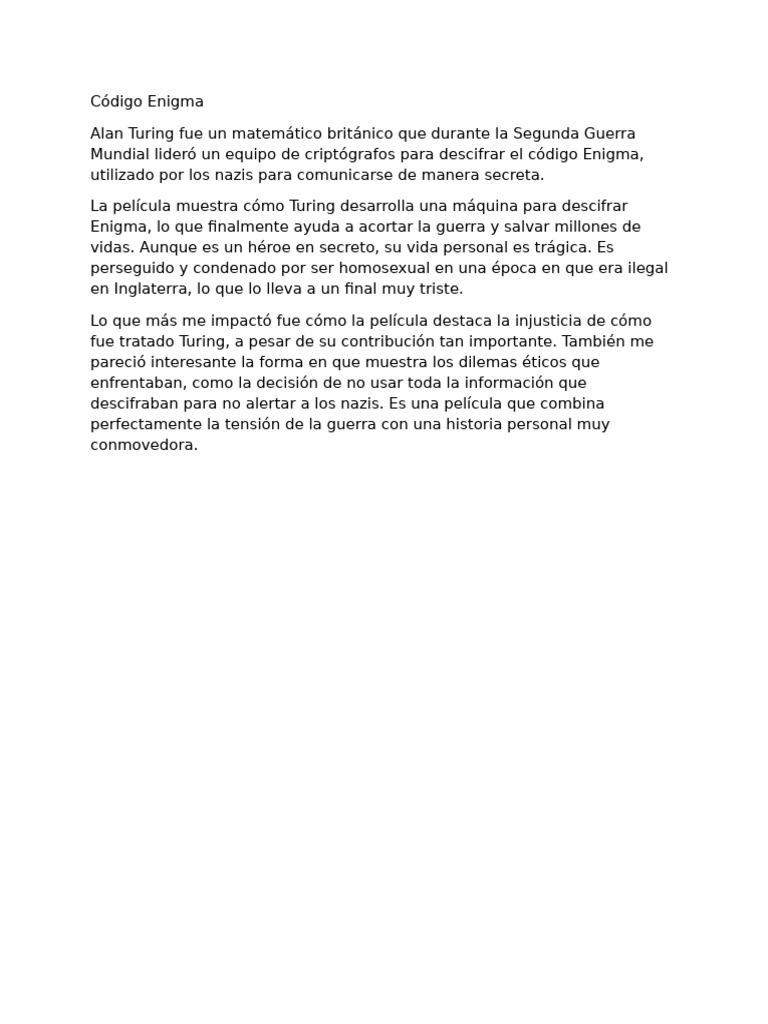 Alan Turing y el Código Enigma: Heroísmo y Tragedia | PDF