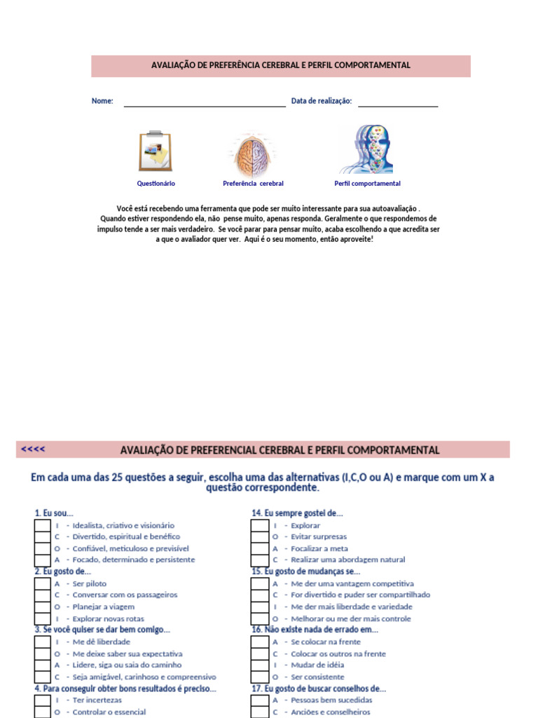 Teste - Perfil Comportamental | PDF | Cérebro | Liberdade