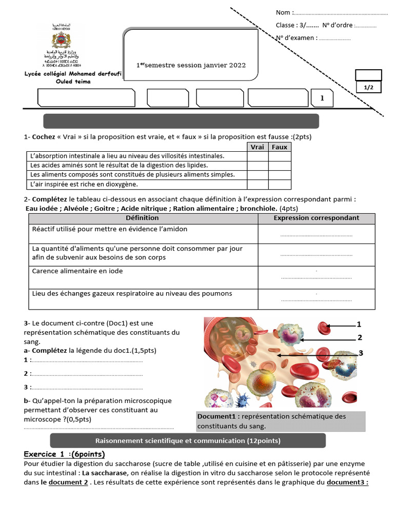 Exercices corrigés SVT 3ème collège | PDF | Saccharose