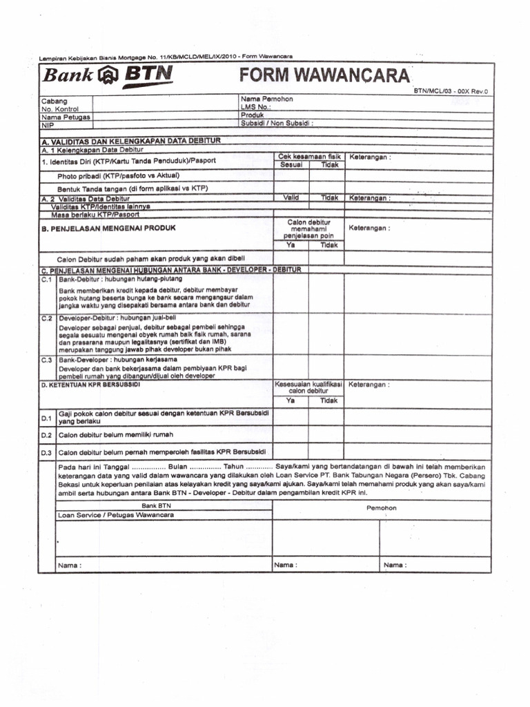 Mentah Form Wawancara | PDF