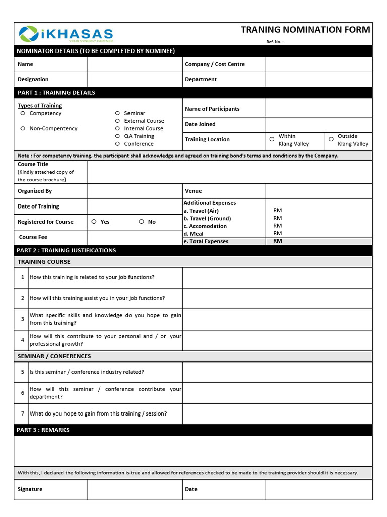 Training Nomination Form - Rev 2018 | PDF